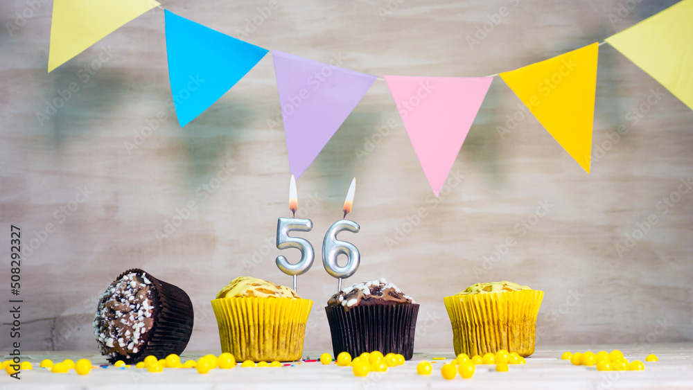 Birthday background with number 56. Beautiful birthday card with ...
