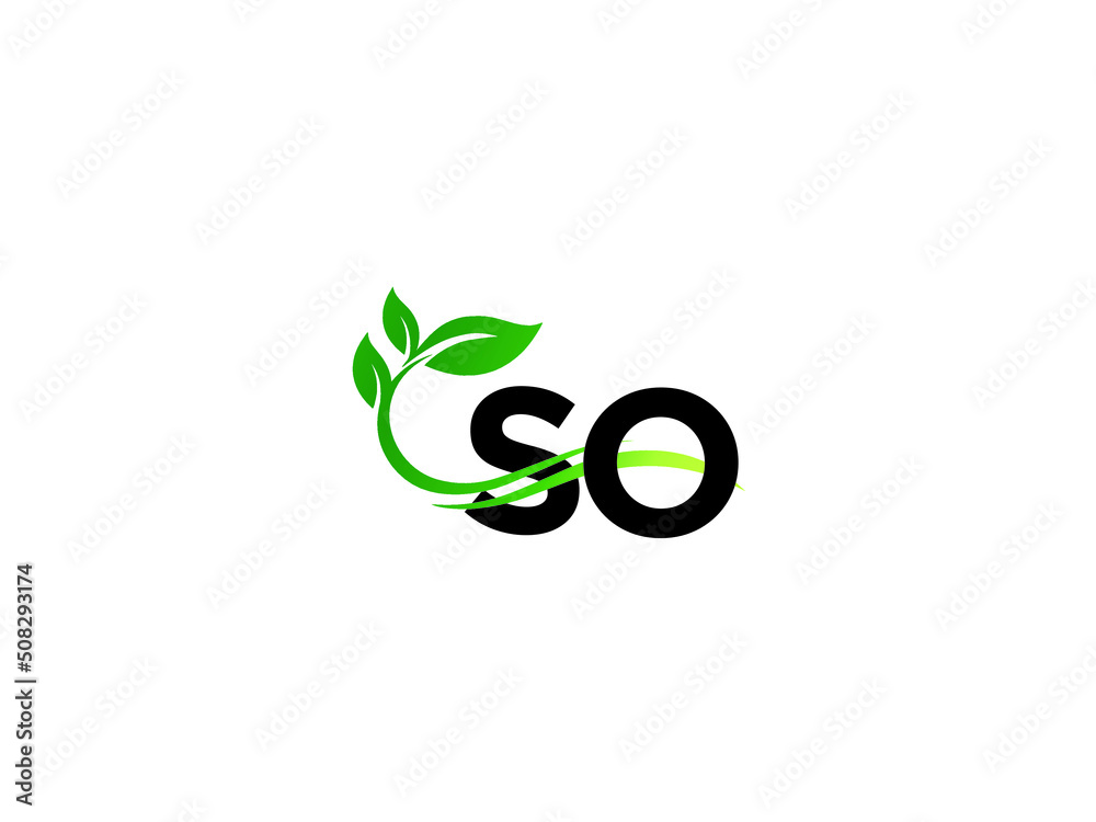 Modern SO Logo Icon, Letter So os Green Leaf Logo Icon Vector Tree ...