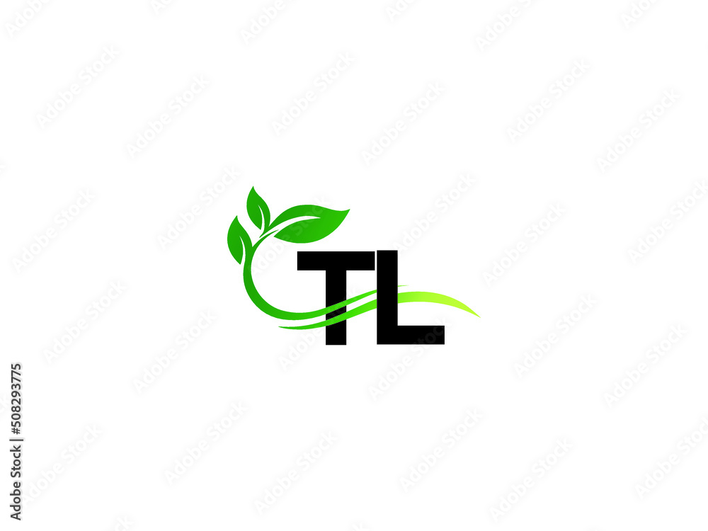 Natural TL Logo Design, Letter Tl lt Green Leaf and Organic Logo Icon ...
