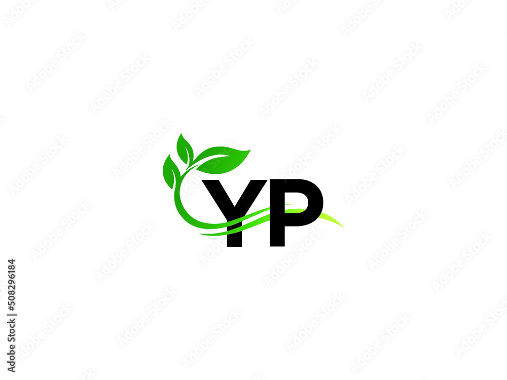 Typography Yp Logo Image, Letter Yp py Green Leaf Logo Icon Design For ...