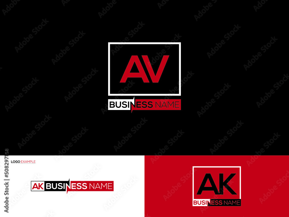 Colorful AV Logo Letter, Creative Av va Logo Icon Vector With Red White ...