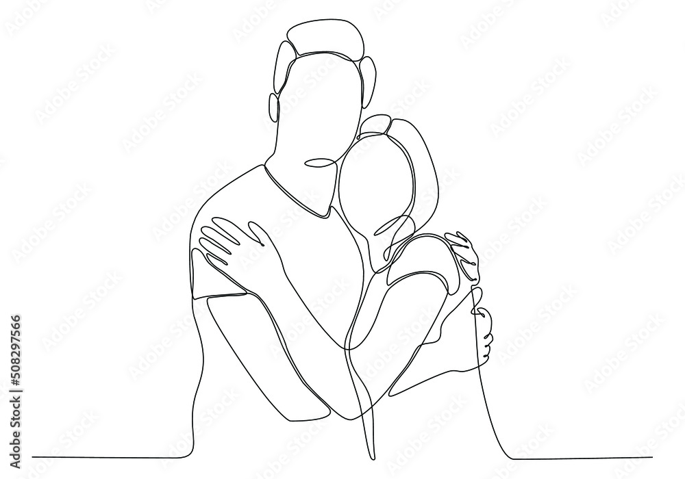 one line drawing hugging a couple Stock Vector | Adobe Stock