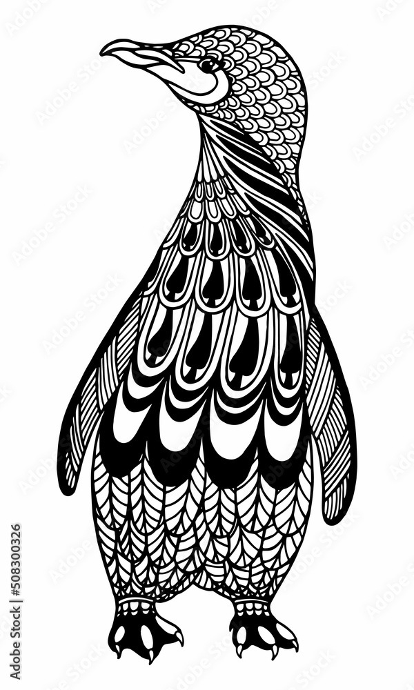 Zentangle penguin. Vector ornamental and decorative template ...