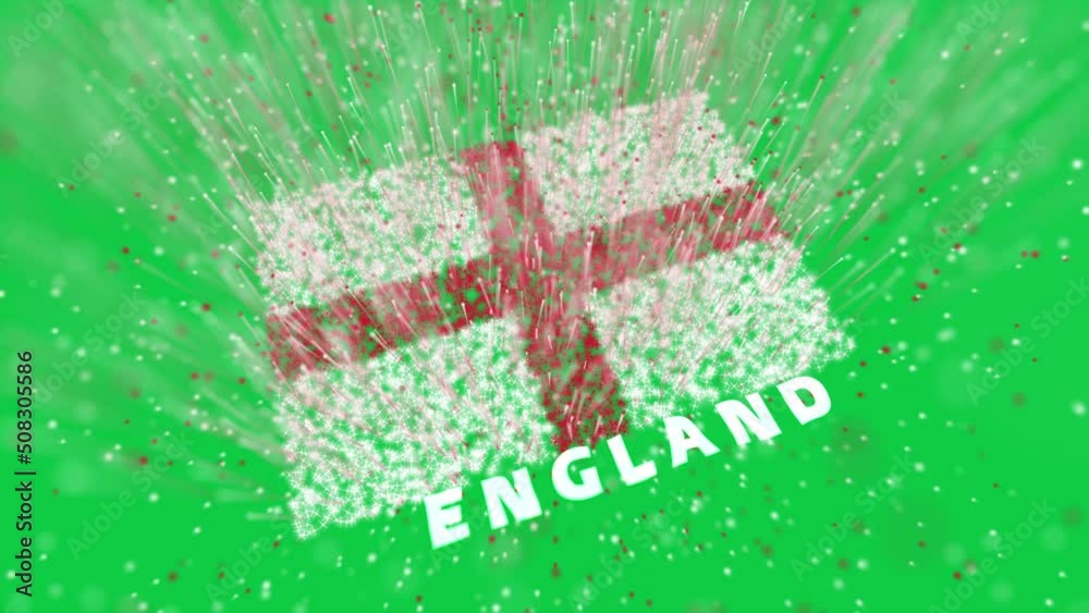 Animation video of the country England's flag displayed through tiny ...