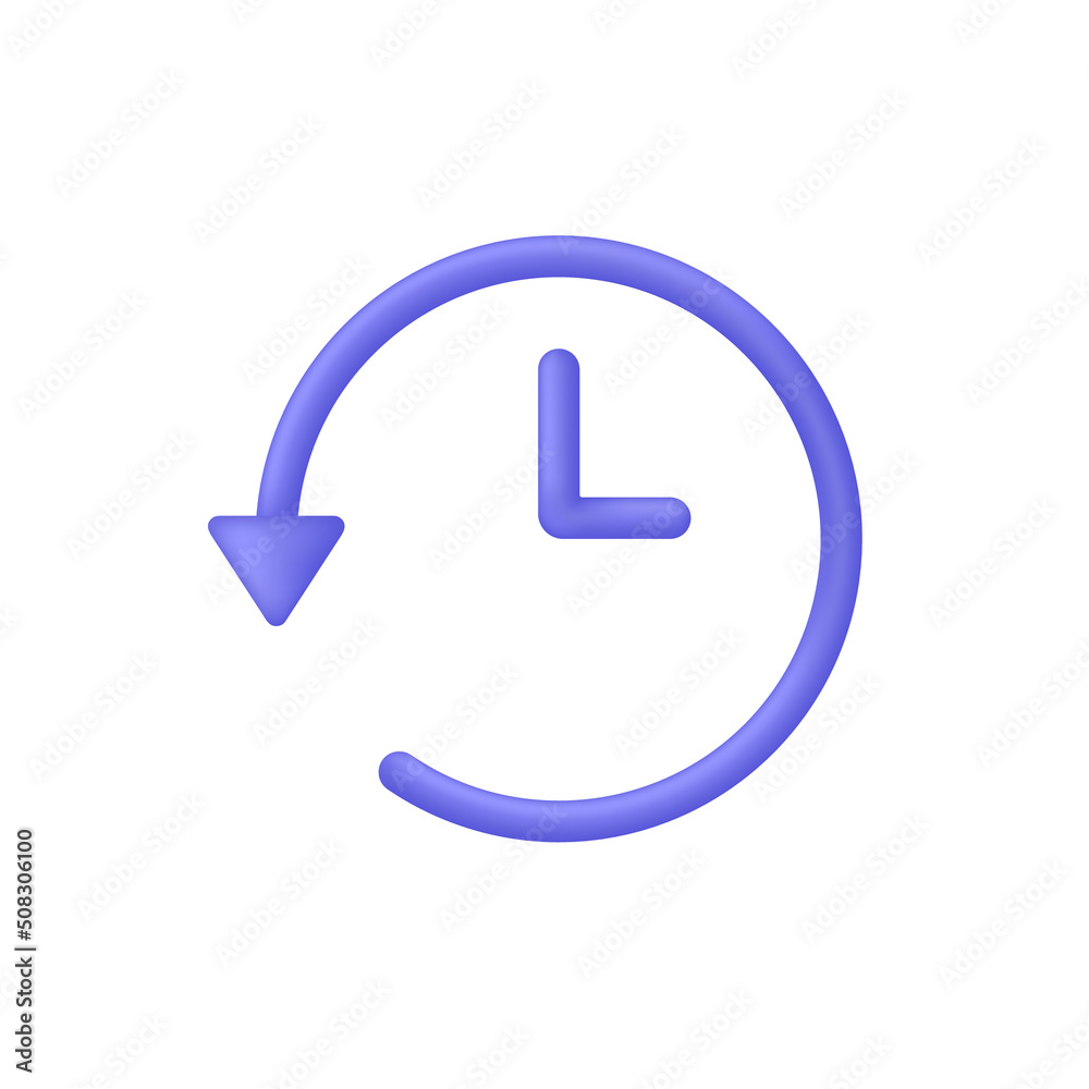 3D History icon isolated on white background. Clock icon vector. Web ...