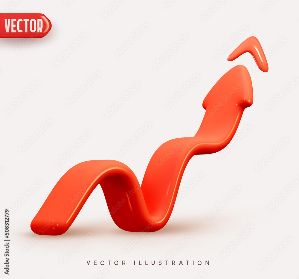 Red Arrow up. flexible arrow indication statistic. Growth chart sign ...