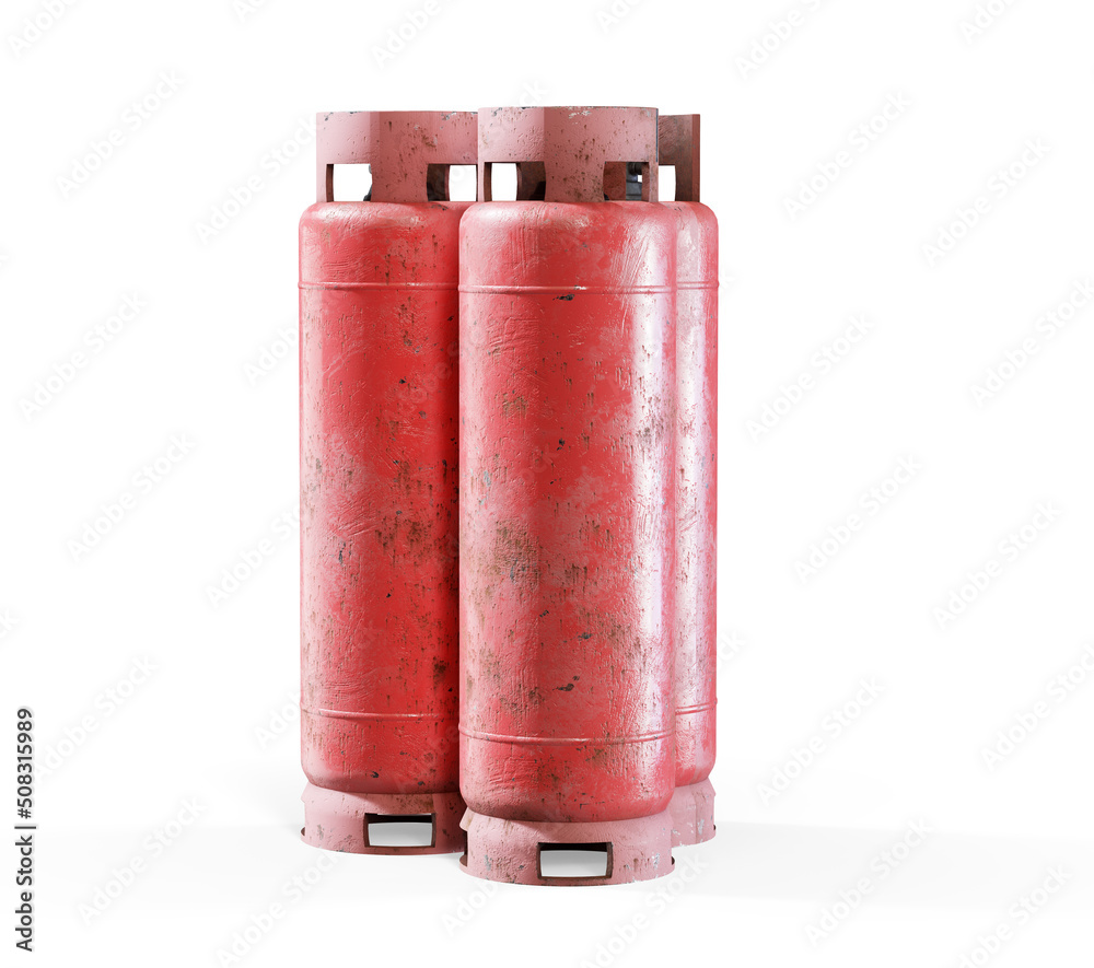Row of liquefied propane industrial gas containers 3d render Stock ...