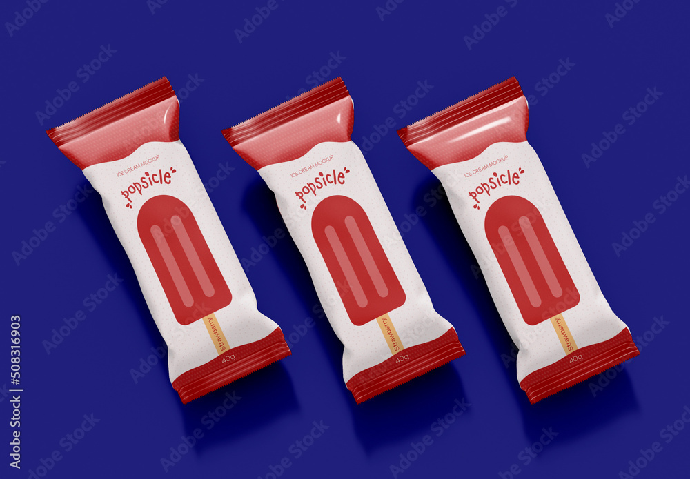 Three Popsicle Packaging Mockup Stock Template | Adobe Stock
