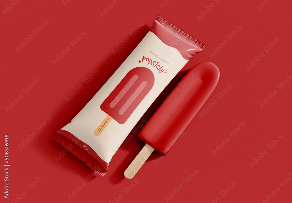 Popsicle Ice Cream Packaging Mockup Stock Template | Adobe Stock