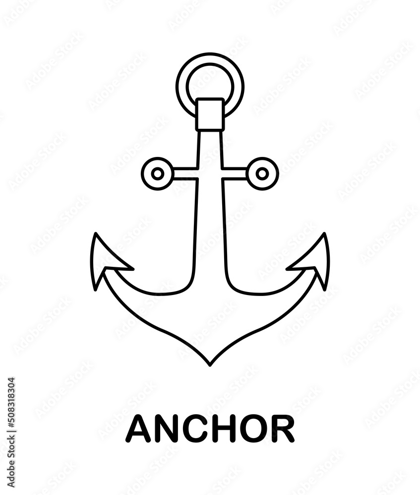 Coloring page with Anchor for kids Stock Vector | Adobe Stock