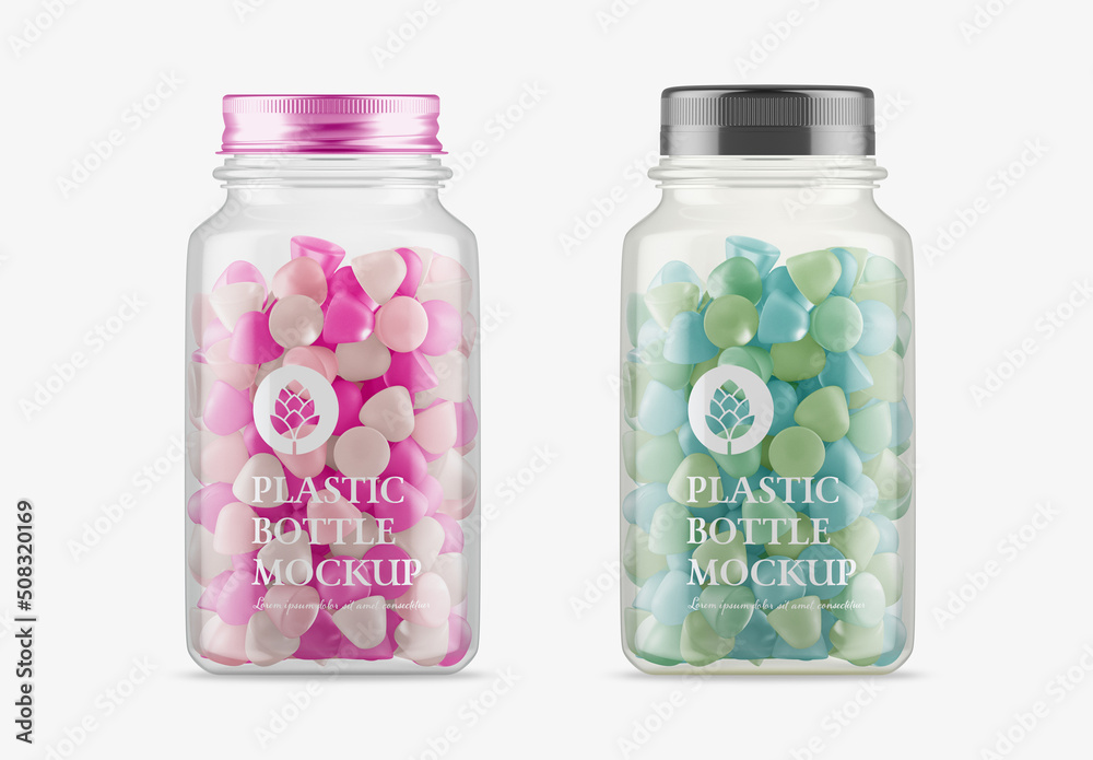 Plastic Jar with Gummies Mockup Stock Template | Adobe Stock