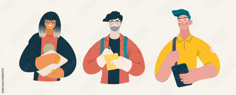 People portrait - Students -Modern flat vector concept illustration of ...