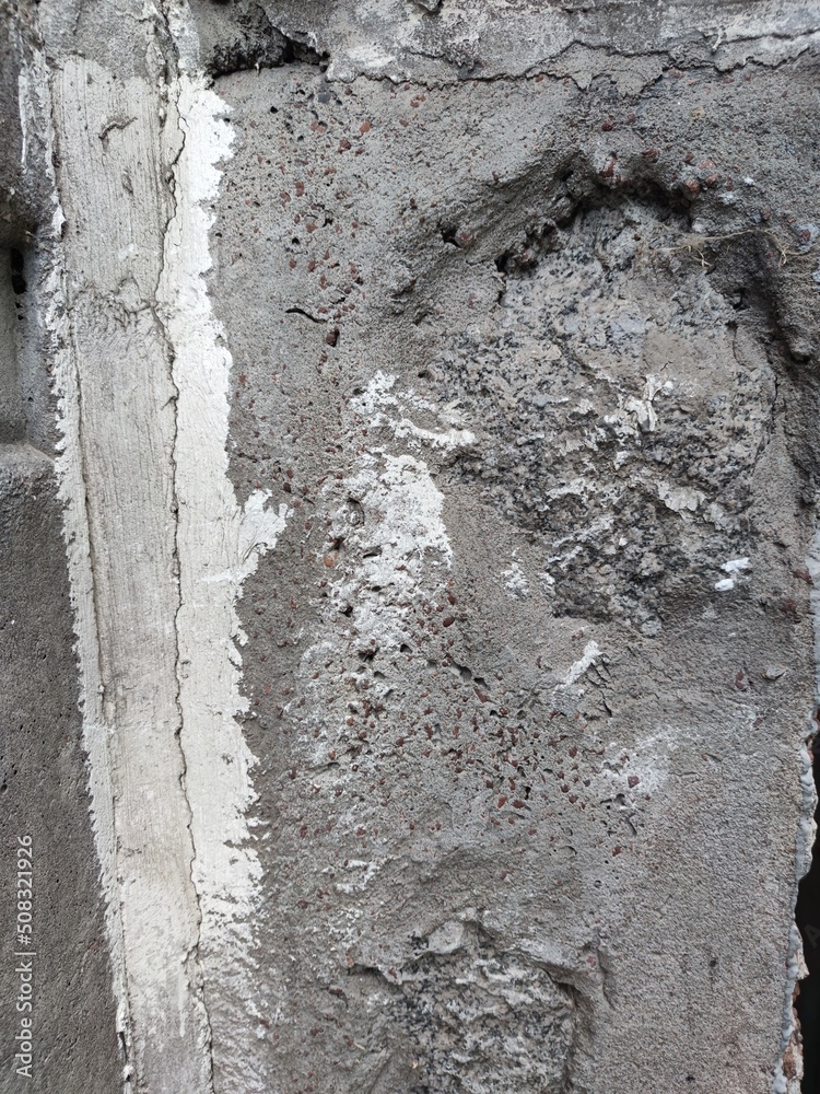 Rough cement surface. Light gray concrete surface with bulges and dents ...
