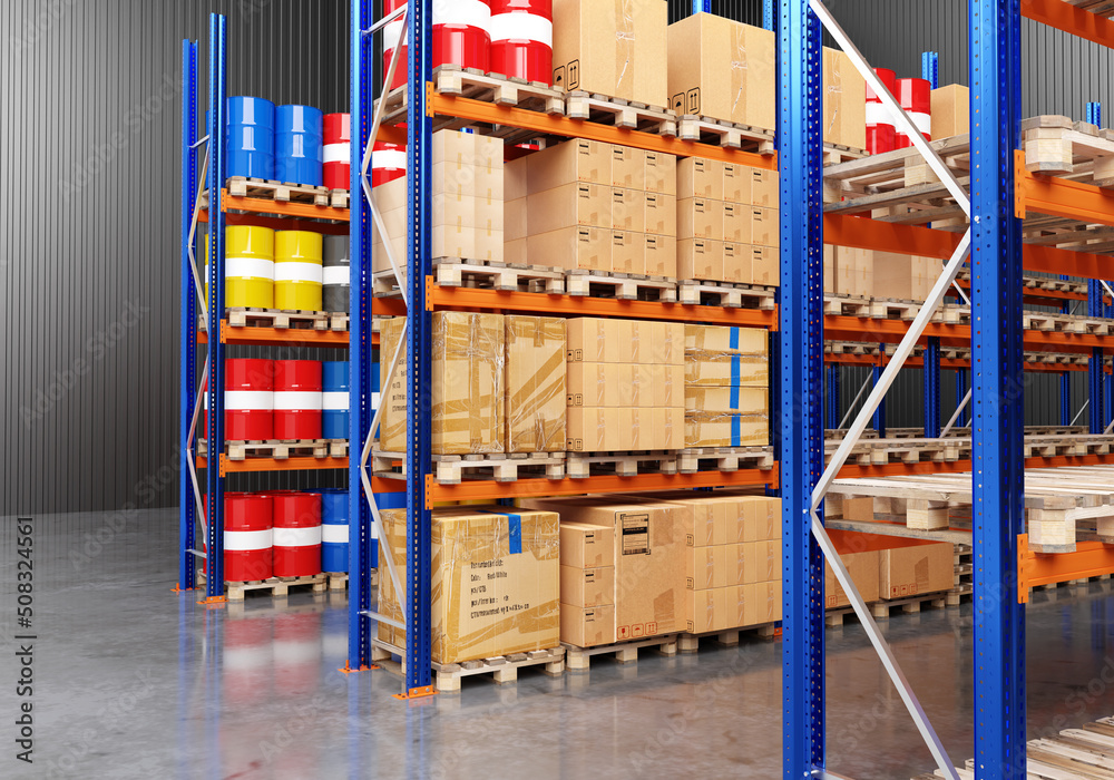 Industrial factory warehouse. Visualization of room for long-term ...