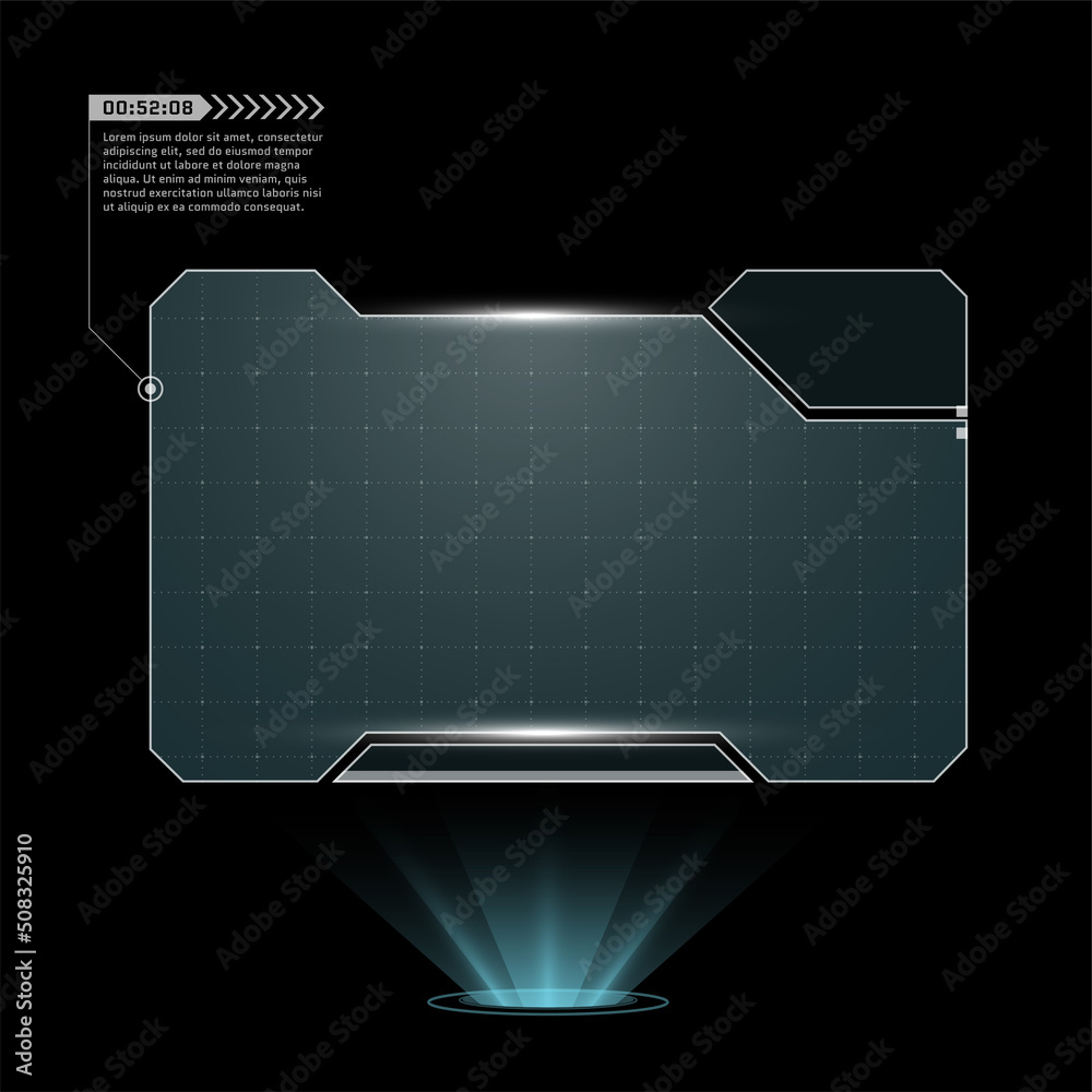 HUD digital futuristic user interface horizontal frame. Sci Fi high ...