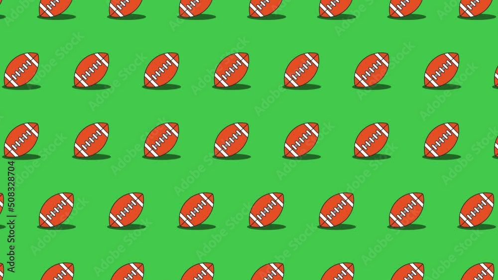 Seamless loop pattern with American Football balls on a green ...