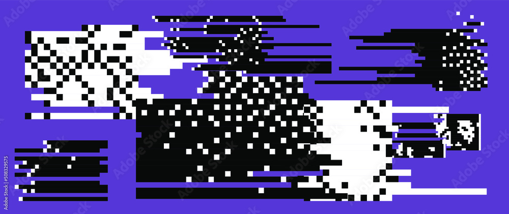 Abstract vector background with pixel bitmap glitches and flickers and ...