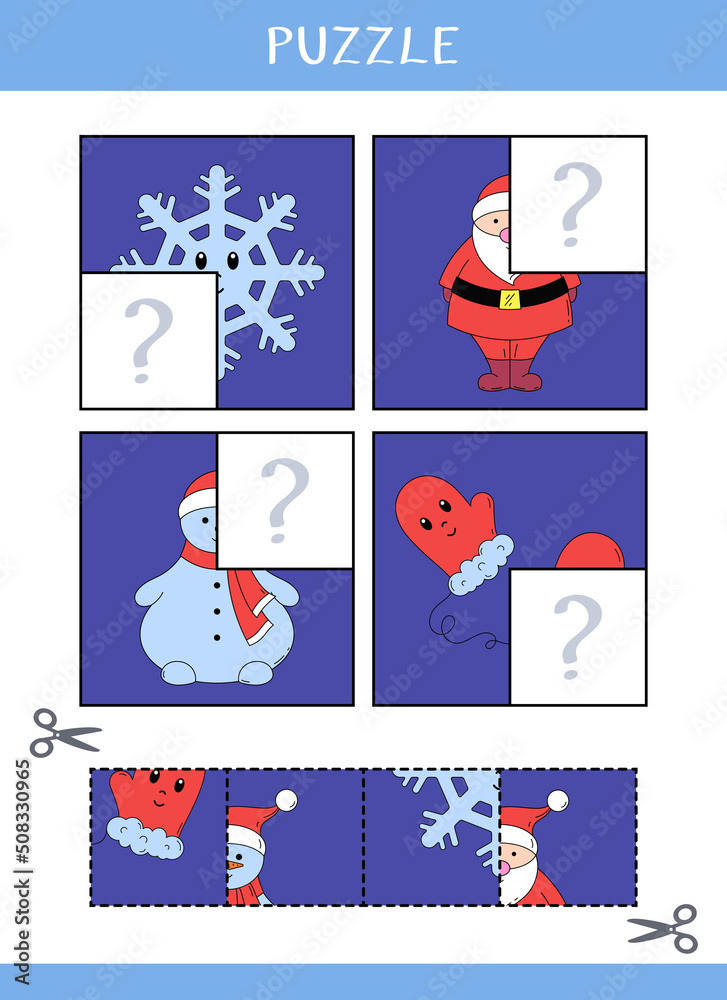 Puzzle for kids. Find the missing parts of the picture. Simple ...