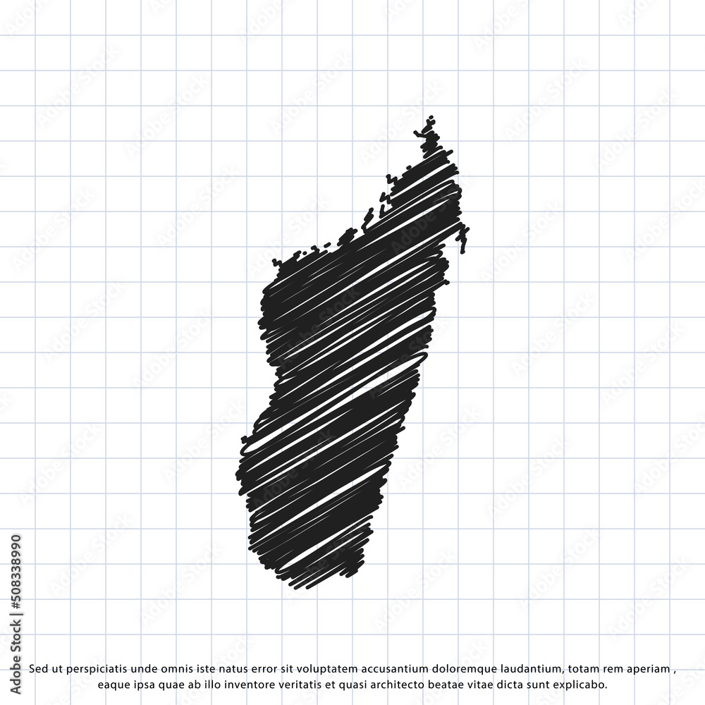 Map of Madagascar freehand drawing on a sheet of exercise book. Vector ...