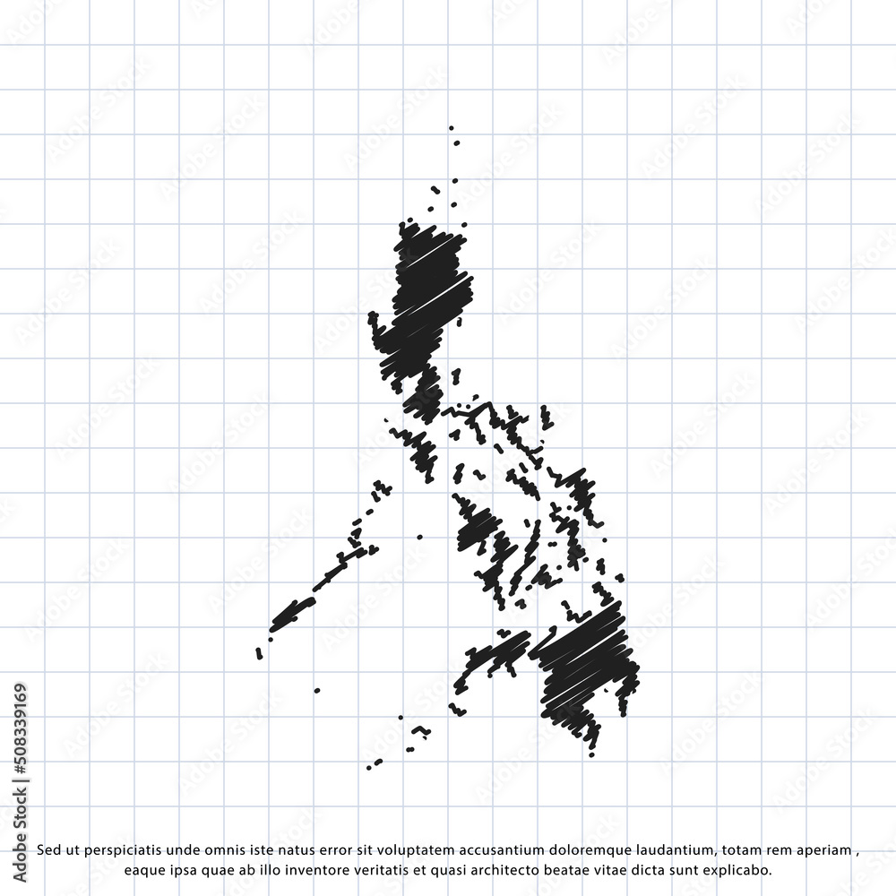 Map of Philippines freehand drawing on a sheet of exercise book. Vector ...