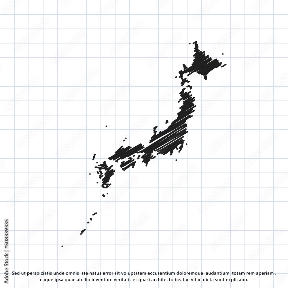 Map of Japan freehand drawing on a sheet of exercise book. Vector ...