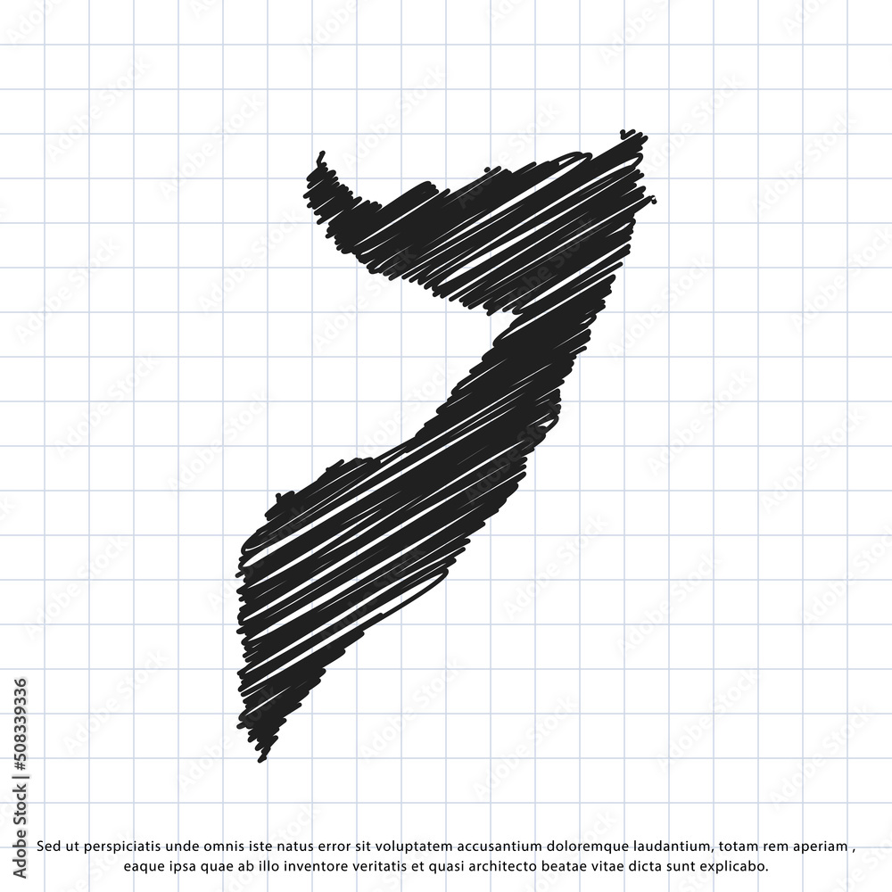 Map of Somalia freehand drawing on a sheet of exercise book. Vector ...