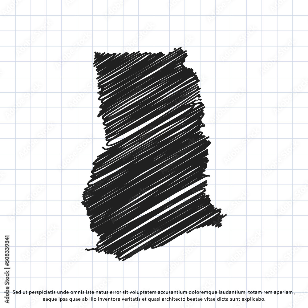 Map of Ghana freehand drawing on a sheet of exercise book. Vector ...