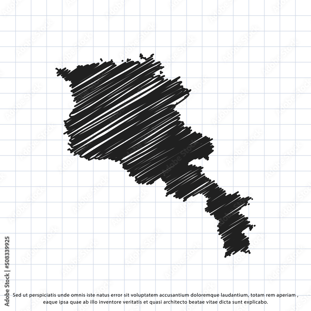 Map of Armenia freehand drawing on a sheet of exercise book. Vector ...