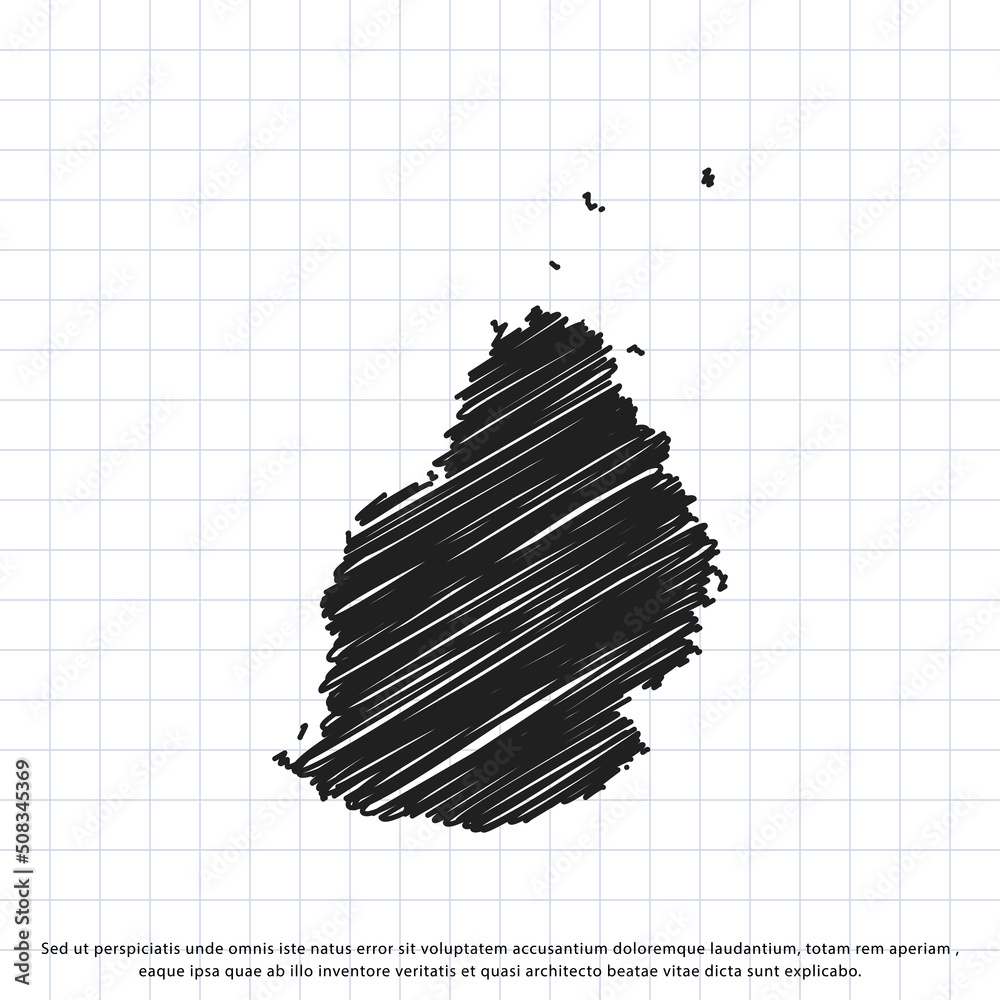 Map of Mauritius freehand drawing on a sheet of exercise book. Vector ...