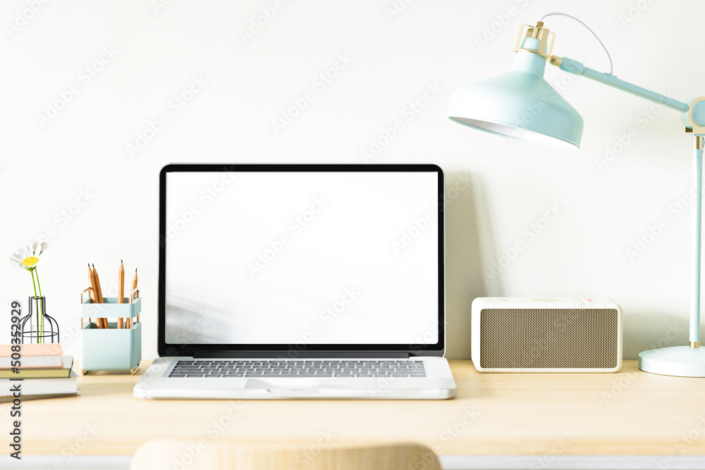 Mockup Computer laptops and Laptop blank screen mockup. Stock Photo ...