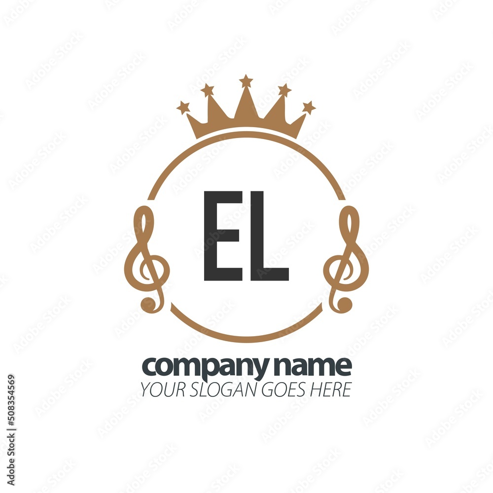 Initial Letter EL Music Logo Crown. Musically Logo With Crown. Stock ...