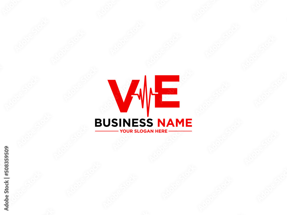Letter VE Heart Logo, Medical Ve ev Logo Letter Vector Art For Music or ...