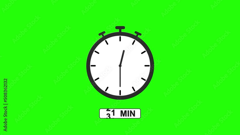 Animation timer 45 minutes - Stopwatch icon Motion graphics on green ...
