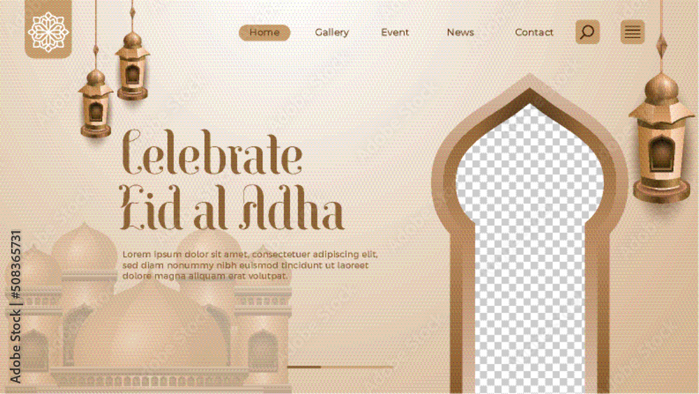 Eid Ul Adha Elegant Landing Page Template Free Vector Stock Vector 9906