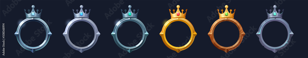 Vetor de Fantasy frames with crown for user avatar in game interface ...