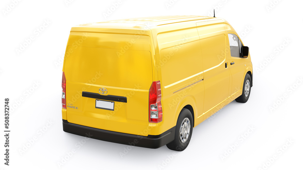 Tokyo, Japan. April 12, 2022: Toyota Hiace. Yellow commercial van for ...