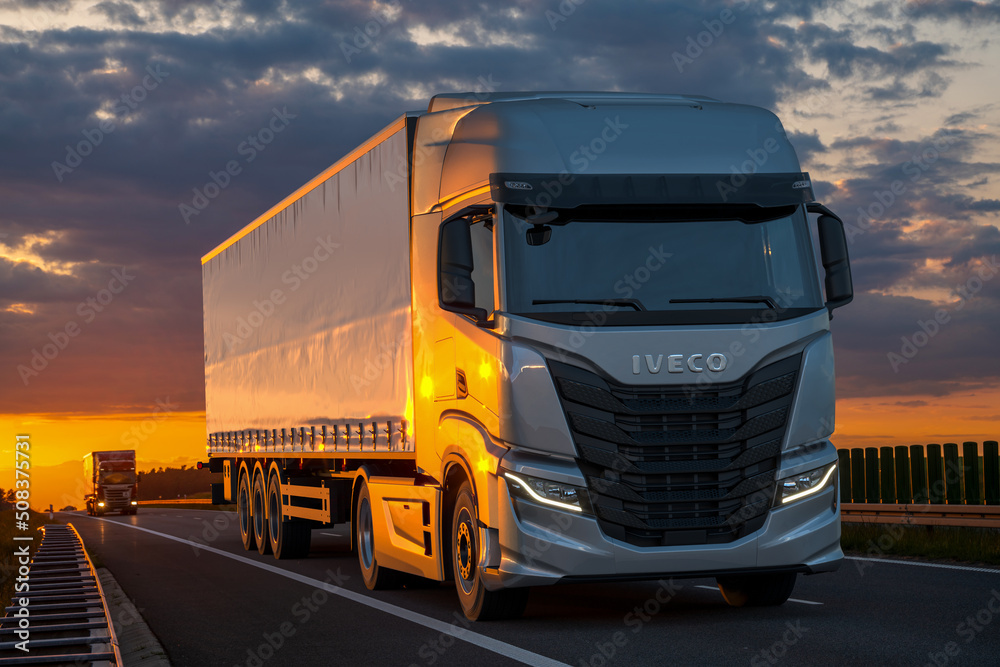 Modern IVECO S-WAY truck on the motorway Stock Photo | Adobe Stock