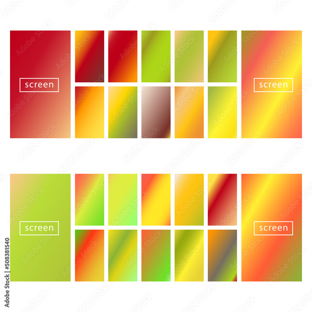 Mobile screen lock display collection of colorful backgrounds in trendy ...