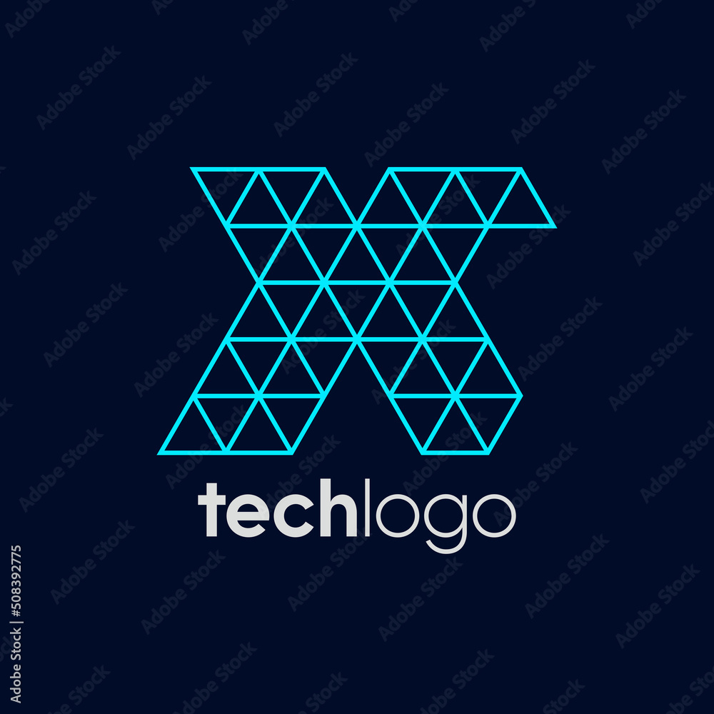 Letter X Triangle Polygon Tech Logo Stock Vector | Adobe Stock