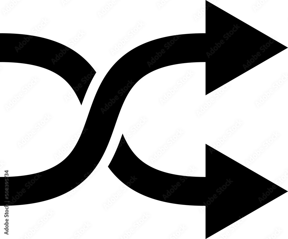 Redirection icon vector image, two intertwining black arrows Stock ...