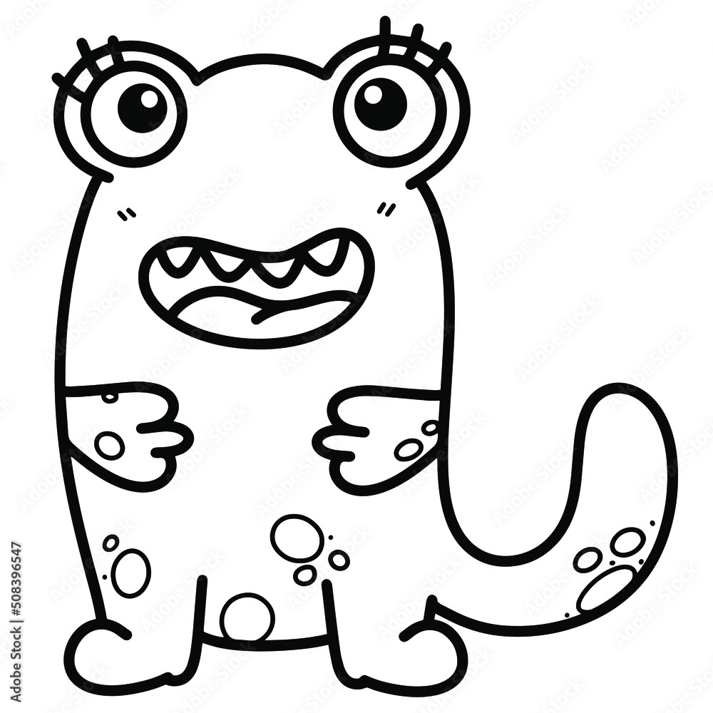 Cute cartoon baby monsters. Coloring book page for children Stock ...