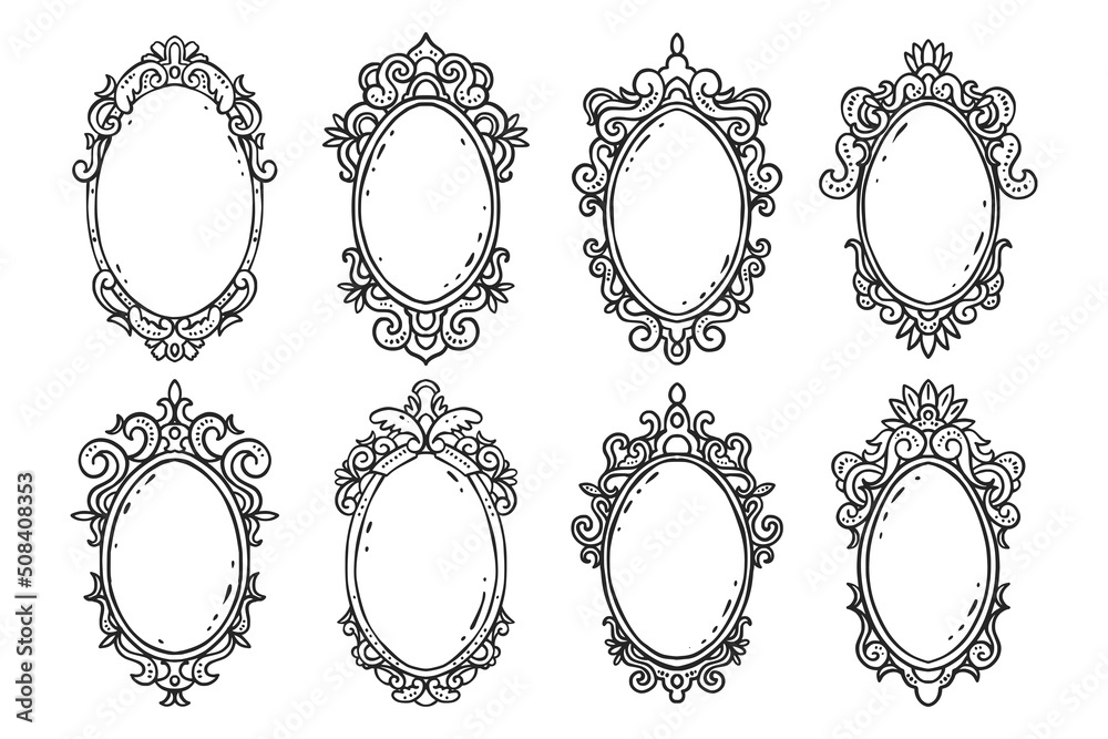 Hand Drawn Vintage Oval Frame Border Stock Vector | Adobe Stock Hand Drawn Vintage Oval Frame Border Stock Vector | Adobe Stock