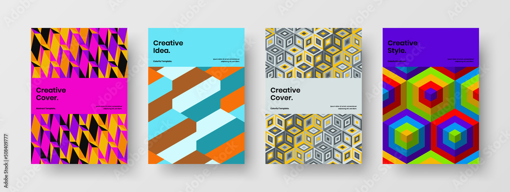 Simple geometric shapes annual report concept composition. Unique ...