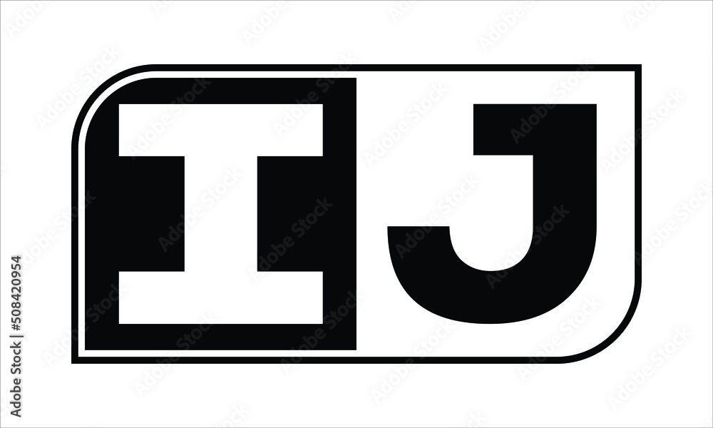IJ letter logo, creative rectangular round shape logo design vector ...