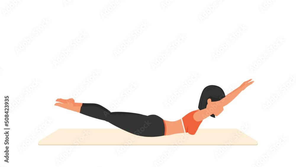 Superman exercise tutorial. Female workout on mat. Fitness woman ...