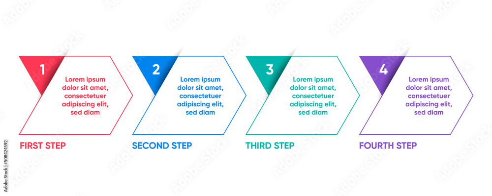 4 Steps arrow infographic design. Step by step geometric vector design ...