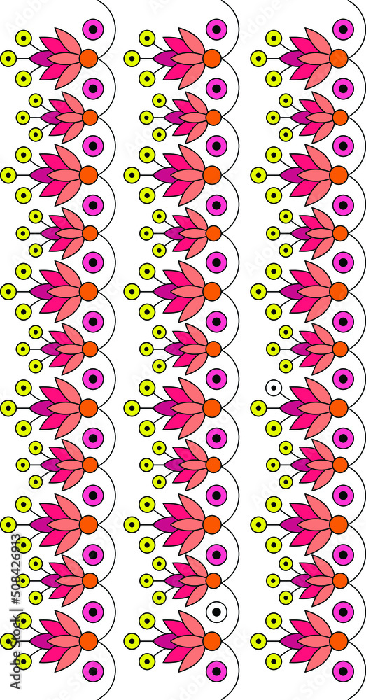 colorful kalamkari vector border design. Indian Traditional ...