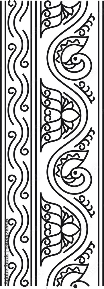 colorful kalamkari vector border design. Indian Traditional ...