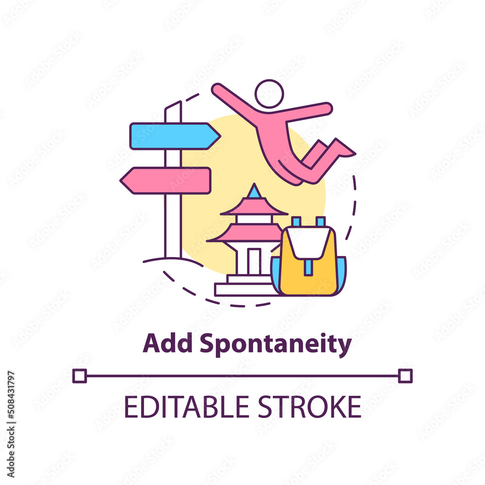 Add spontaneity concept icon. Unexpected and unplanned changes. Road ...