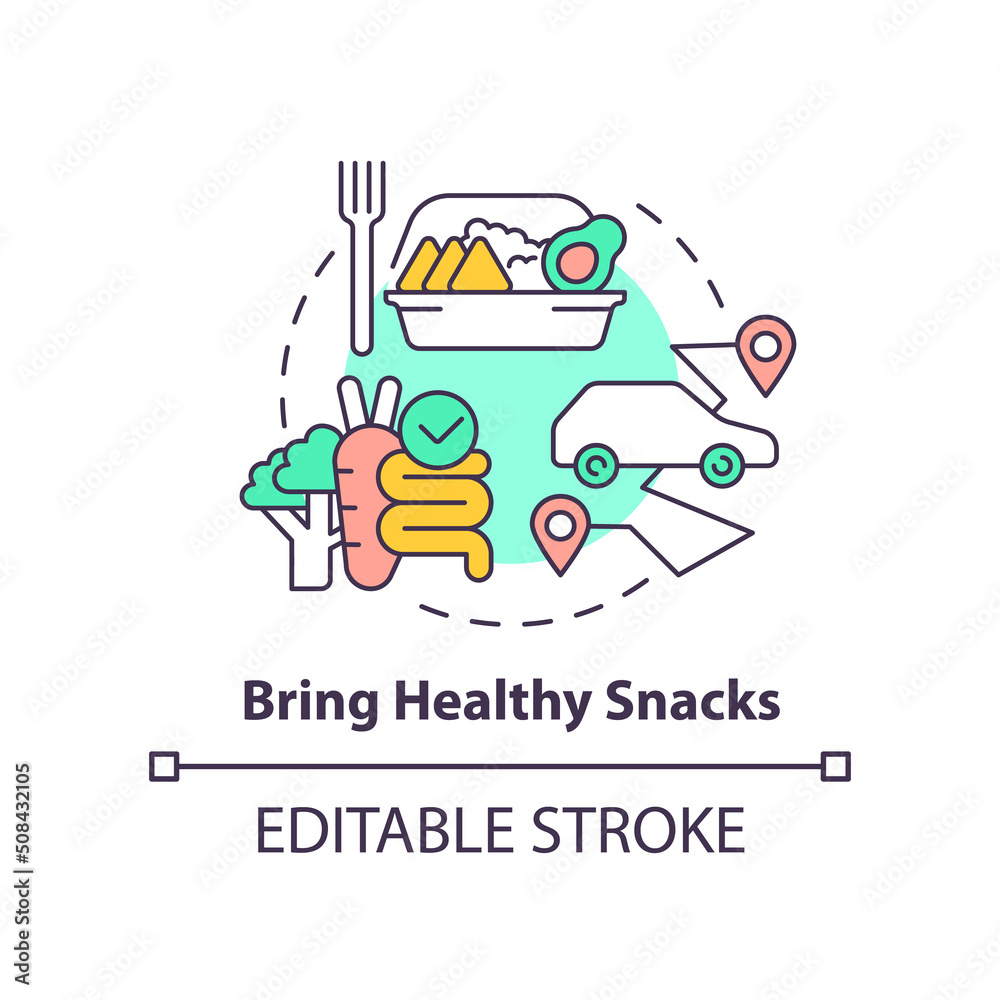 Bring healthy snacks concept icon. Healthcare. Vitamin packed snacks ...